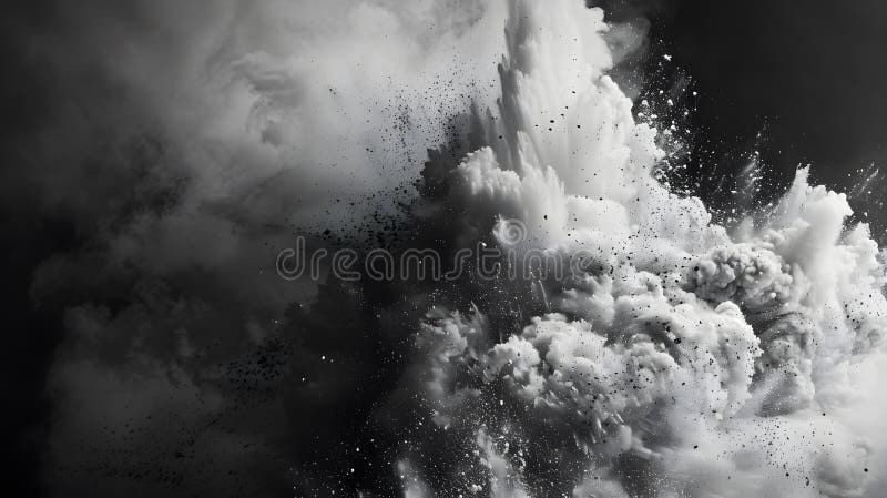 A Close-up View of a Dust Cloud in Black and White Stock Illustration ...