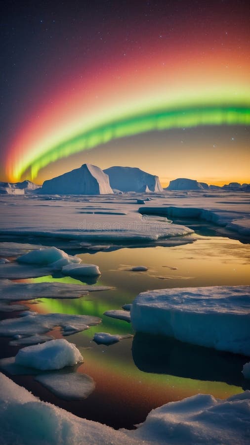Close Up View of Earth S Stunning Arctic Ice and Auroras at North Pole ...