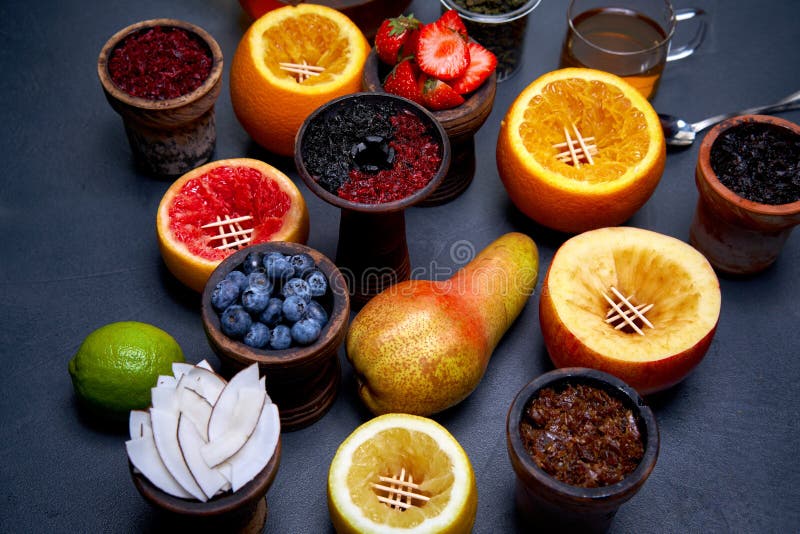 Close-up View of Eastern Hookah Smoking Ingredients Stock Photo - Image ...