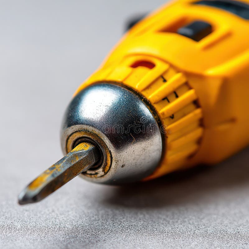 Close-up View of Electric Screwdriver Head on Gray Surface with Focus ...