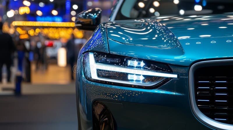 Close-Up View of Electric Vehicle Front with Modern Design Features ...