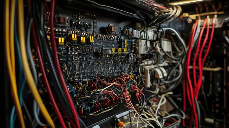 Electrical Panel Showing Complex Wiring and Circuitry in Manufacturing ...