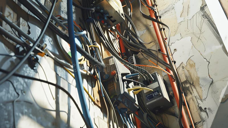 A Close-up View of an Electrician Working on Electrical Wiring in an ...