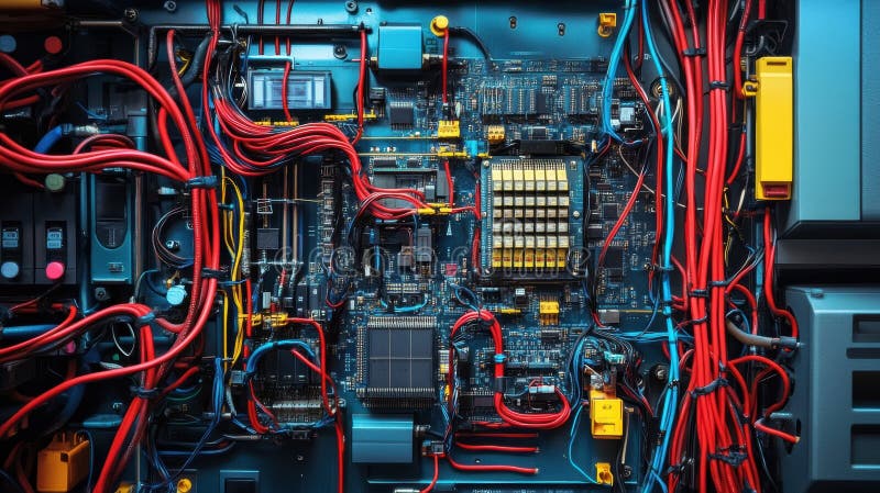 Electronic Circuit Board Showing Colorful Wires and Components Stock ...