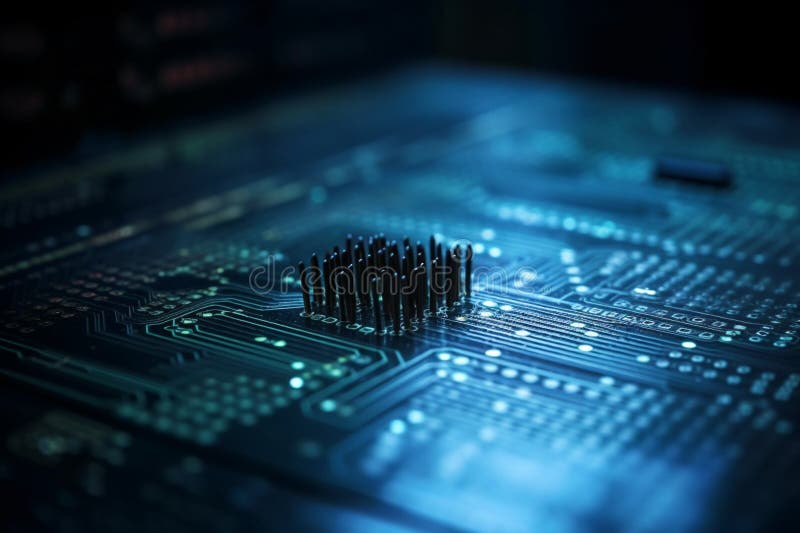 Ai Generative Electronic Circuit Board Close Up. Technology Background ...