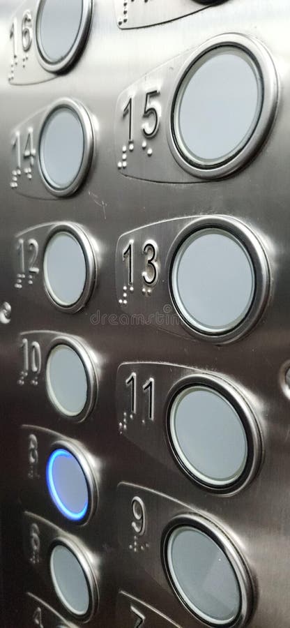 Illuminated Elevator Buttons Stock Image - Image of glossy, public ...
