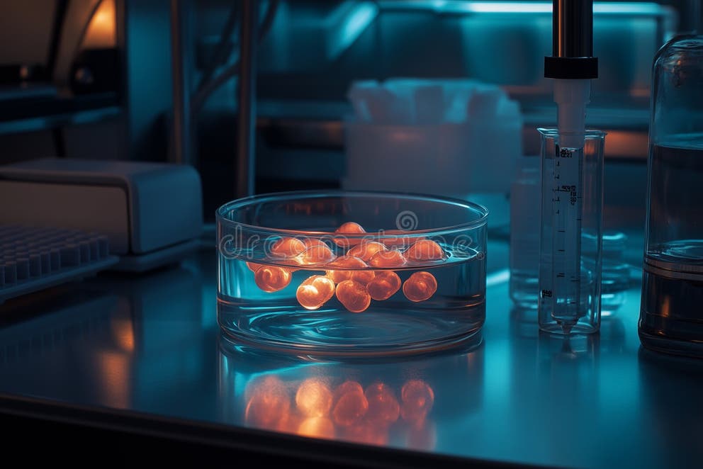 Close-up View of Embryos in a Petri Dish within a Laboratory Setting ...