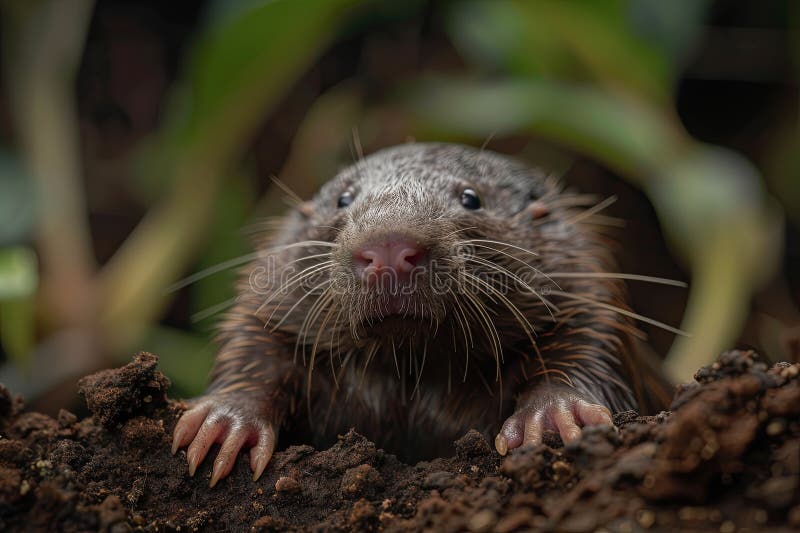 Close-Up View of a European Mole Emerging from the Ground Stock ...