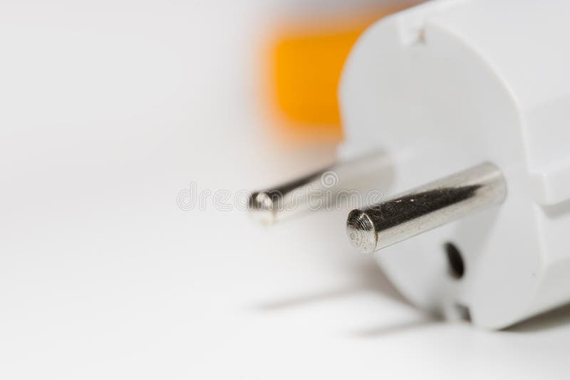 Close Up View of European Style Electrical Plug on White Background ...