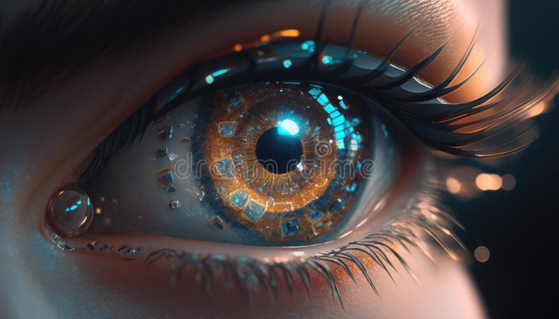 Close Up View of Eye with Futuristic Interface To Display Data ...