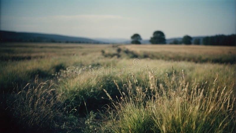 Close Up View of a Field of Tall Grass Stock Illustration ...