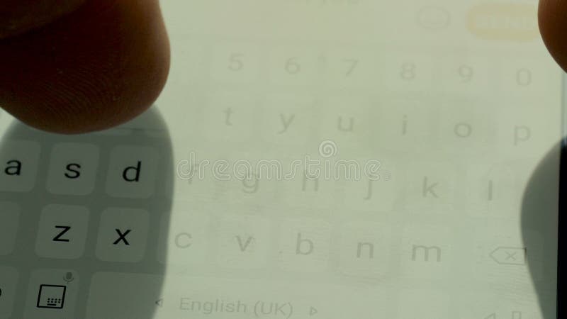 Close-up View Fingers Tapping Keypad of Smart Phone and Writing Message ...