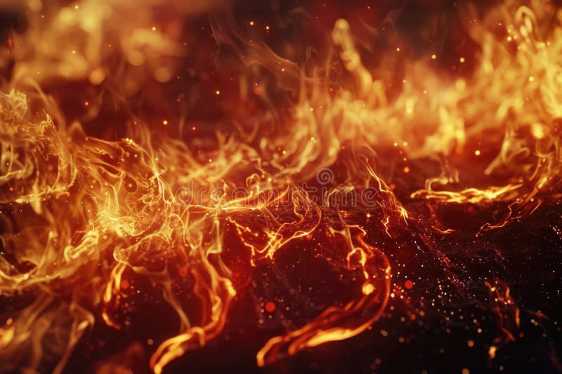 A Close-up View of a Fire Burning on a Black Surface, Suitable for ...
