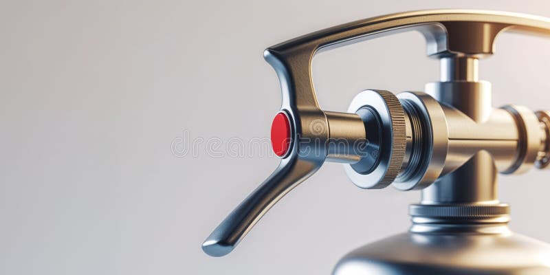 A Close Up View of a Fire Extinguisher Handle and Valve. Stock Photo ...