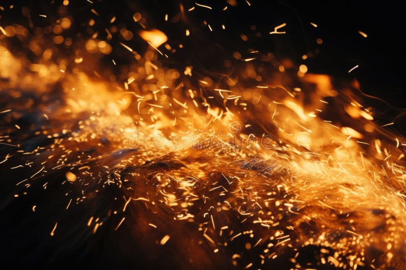 A Close-up View of a Fire with Sparks Flying Out. Perfect for Adding a ...