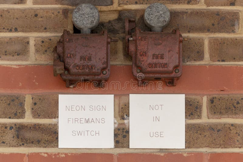 Firemans Switch Antique Sign on Wall Stock Photo - Image of antique ...