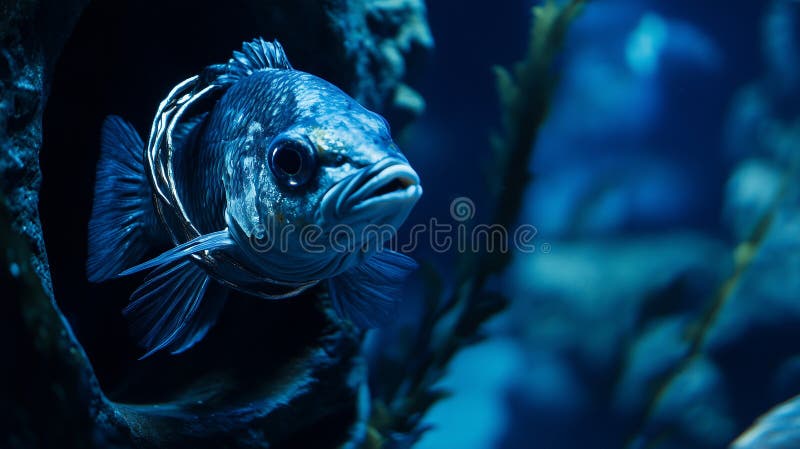 Close-up View of a Fish Entangled in Plastic Waste Highlighting ...