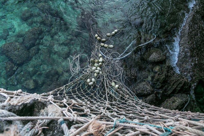 Close Up View of Fishing Net in Water, Phi Stock Photo - Image of ...