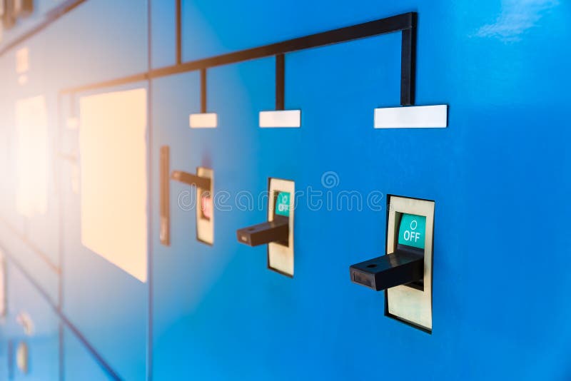 Lever Switch Panel for on-off Machines. Stock Image - Image of closeup ...