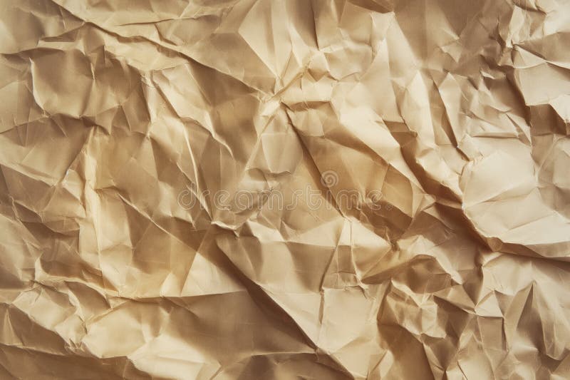 Crumpled Brown Paper Texture Background with Folded Edges. Close-up ...