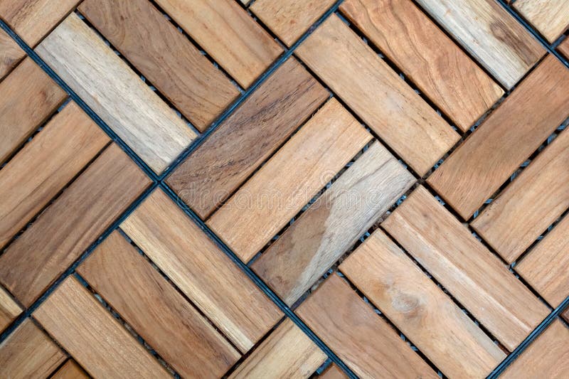 Close Up View of a Floor Covered with Wooden Decking Tiles Stock Photo ...