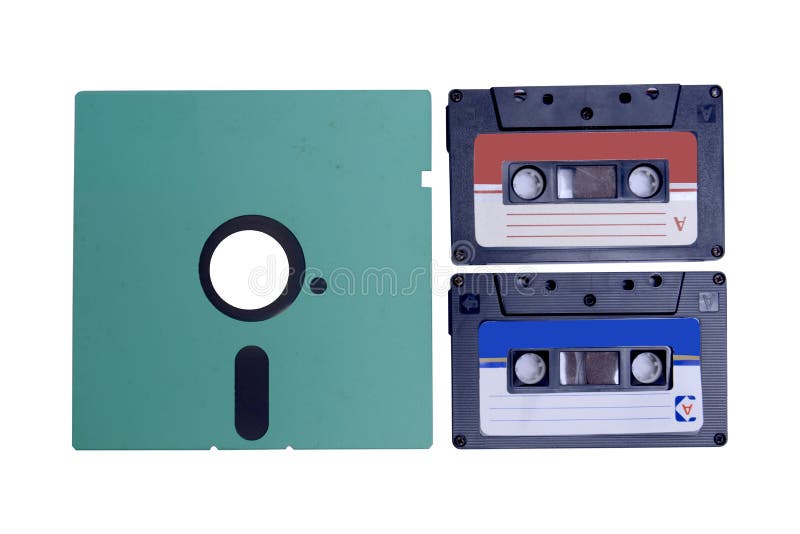 Close Up View of the Floppy Disk and Old Audiotape Cassette Stock Image ...
