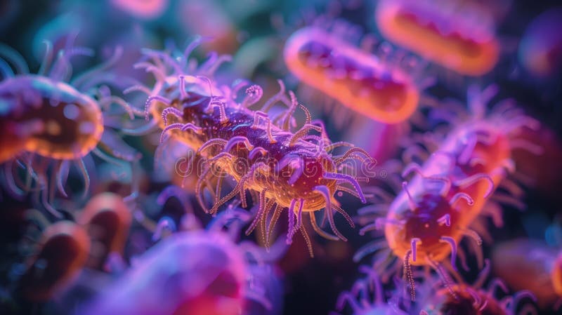 Fluorescently Labeled Bacteria Under Microscope Stock Image - Image of ...