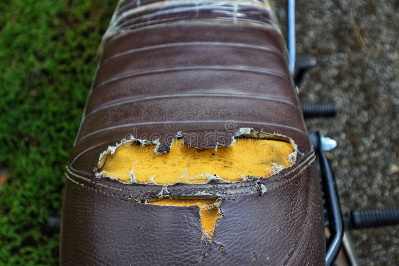 Close Up View of the Foam Seat of an Old and Worn Out Motorcycle Stock ...