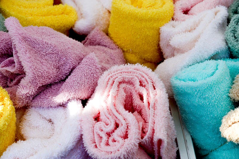 Close Up View on Folded Cloth and Fabric Textures in Different Colors ...