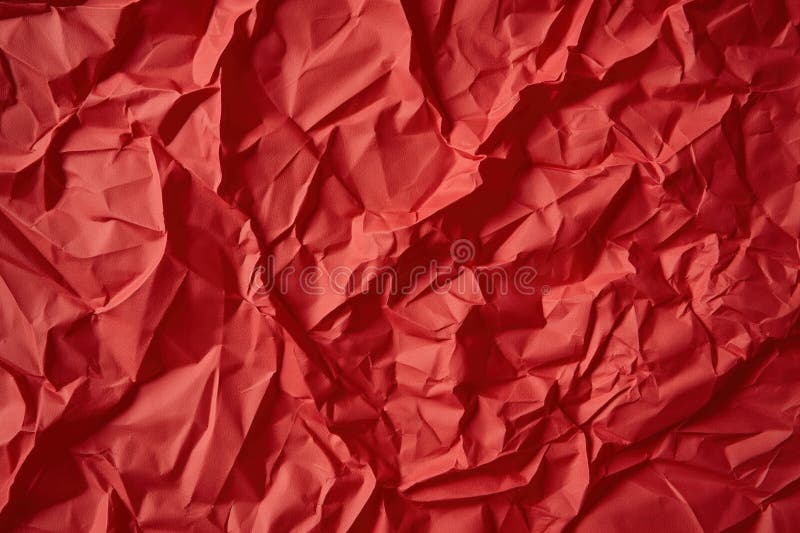 Crumpled Red Paper Texture Background with Vibrant Color. Close-up View ...