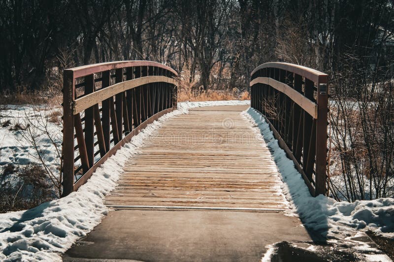 Close-up View of a Foot Bridge Path Over Water. Moving Forward on a ...
