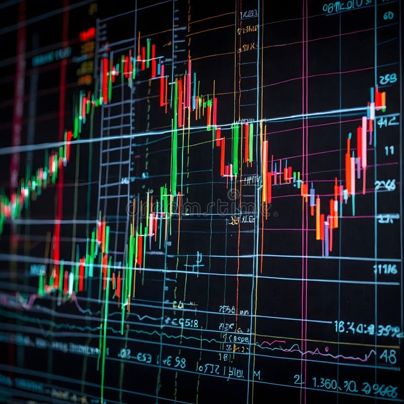 Close-up of Forex Trading Graphs with Candlestick Patterns and Trend ...