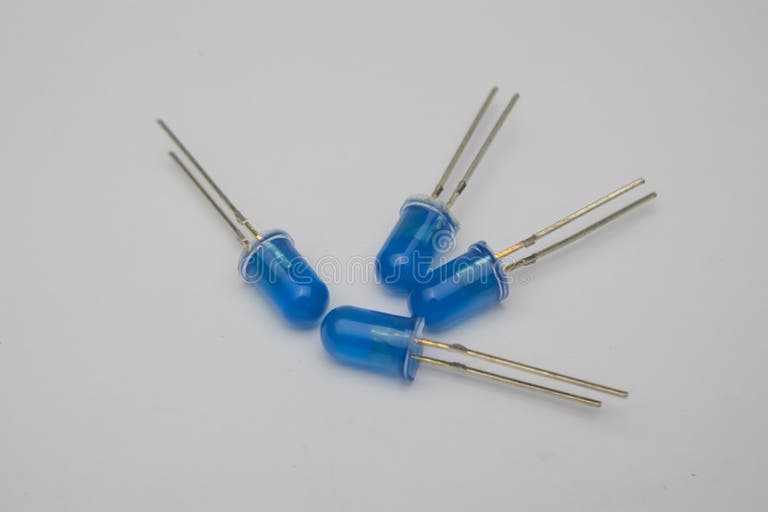 Close-up View of Four Blue LED (Light Emitting Diode) Components on a ...