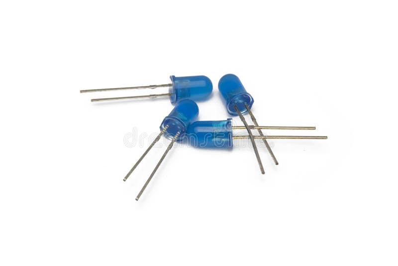 Close-up View of Four Blue LED (Light Emitting Diode) Components Used ...