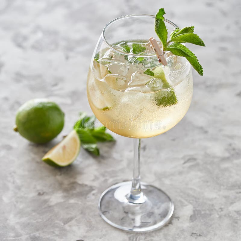 Fresh Alcohol Cocktail on Grey Table Stock Photo - Image of refreshment ...