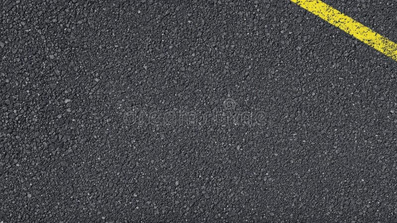 Close-up View of Fresh Asphalt Road Surface with Vibrant Yellow Line ...