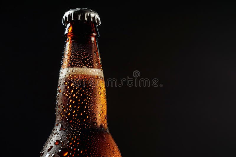 Close-up View of Fresh Bottles of Beer with a Light Shining on the Top ...