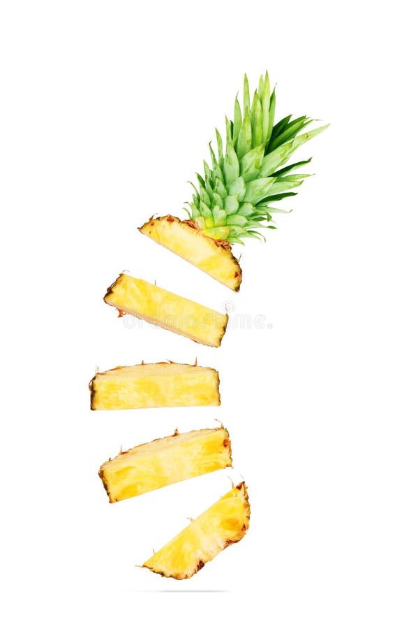 Close Up View of Fresh Cut Pineapple Exotic Fruit Isolated on White ...