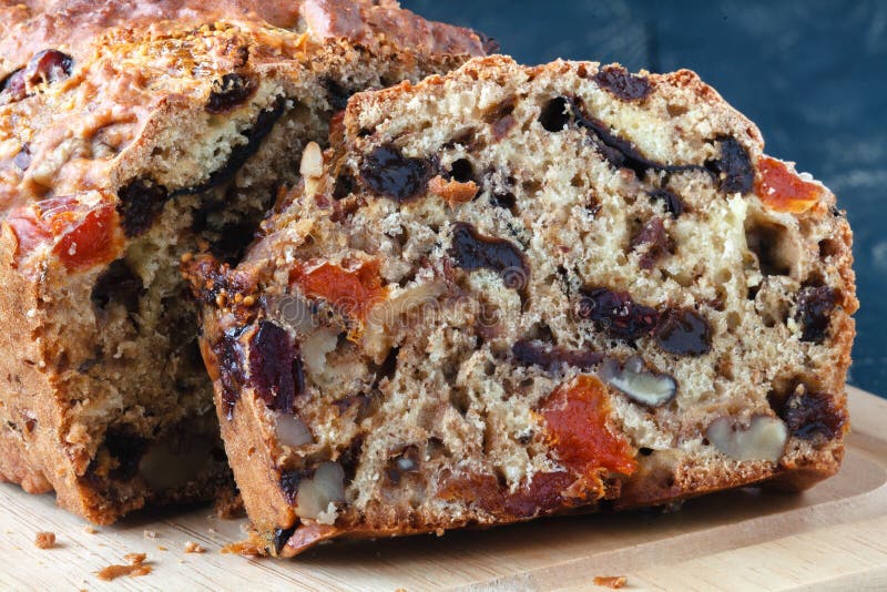 Close Up View of Fresh Fruit Cake, Traditional Stollen Stock Image ...