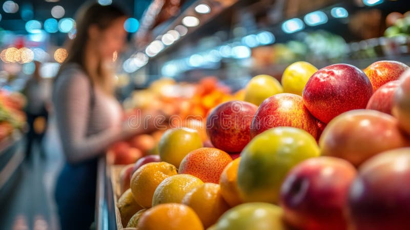 A Close-Up View of Fresh Fruits in a Grocery Store Stock Illustration ...