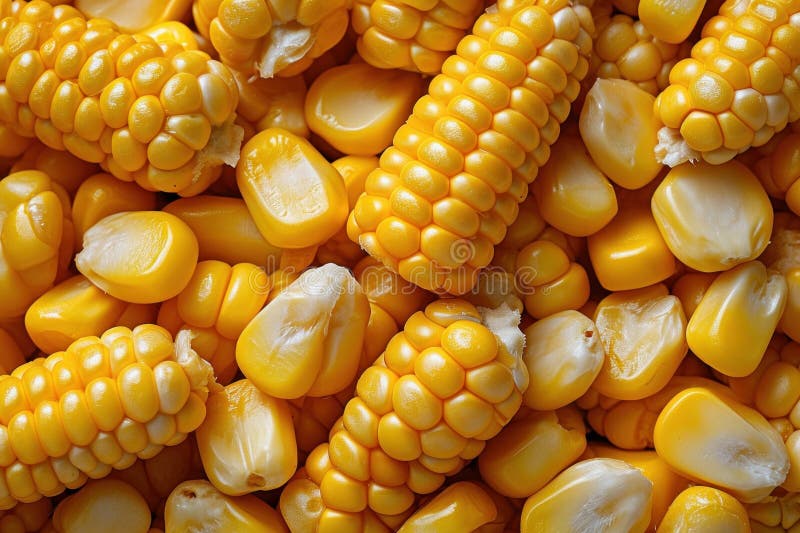 Close-Up View of Fresh Yellow Corn Kernels Piled Together in Natural ...