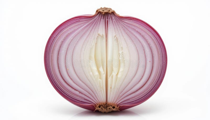 Close-Up View of Freshly Cut Red Onion Exposing Layers and Texture with ...