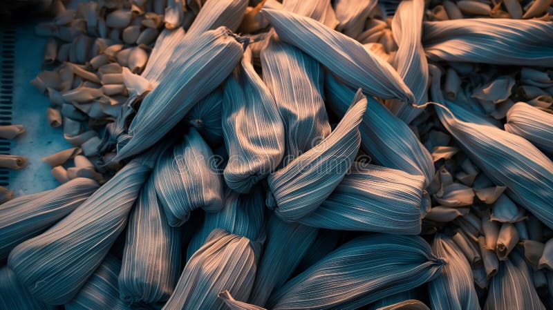 A Close Up View of Freshly Harvested Corn Husks Stock Illustration ...