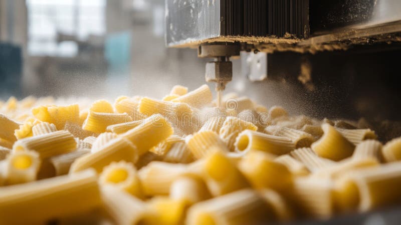 Pasta Production Process in a Modern Factory with AI Technology Stock ...