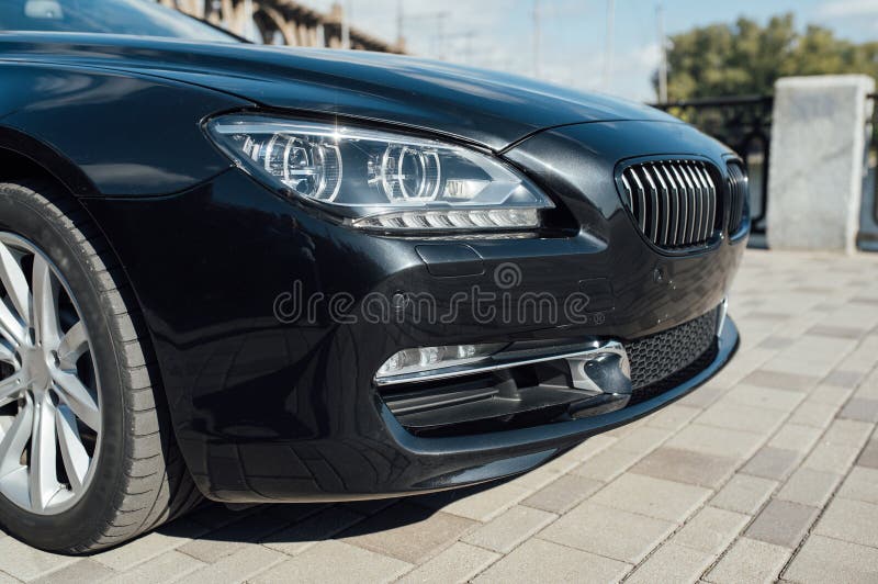 Close Up View of the Front Light in a Luxury Car Stock Photo - Image of ...