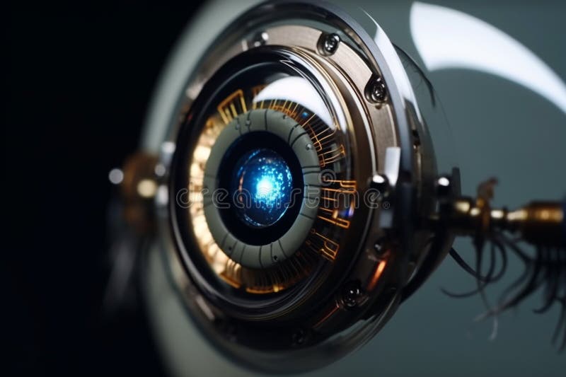 Close-up View of Futuristic Bionic Artificial Eye Stock Illustration ...