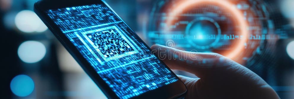 Close-up View of Futuristic Digital Checkout Process with Smartphone ...