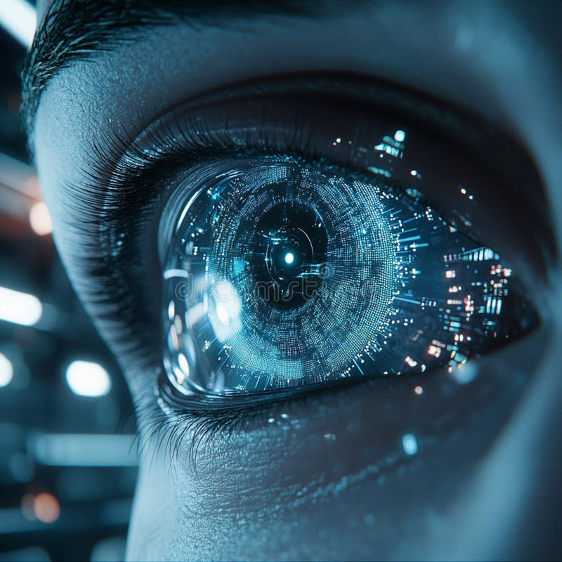 Close-Up View of a Futuristic Eye. Stock Illustration - Illustration of ...