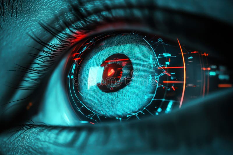 Close-up View of a Futuristic Eye Showcasing Digital Interface and ...