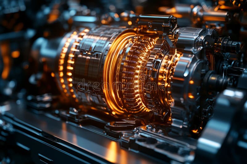 Close-up View of a Futuristic, Glowing Engine Highlighting Advanced ...